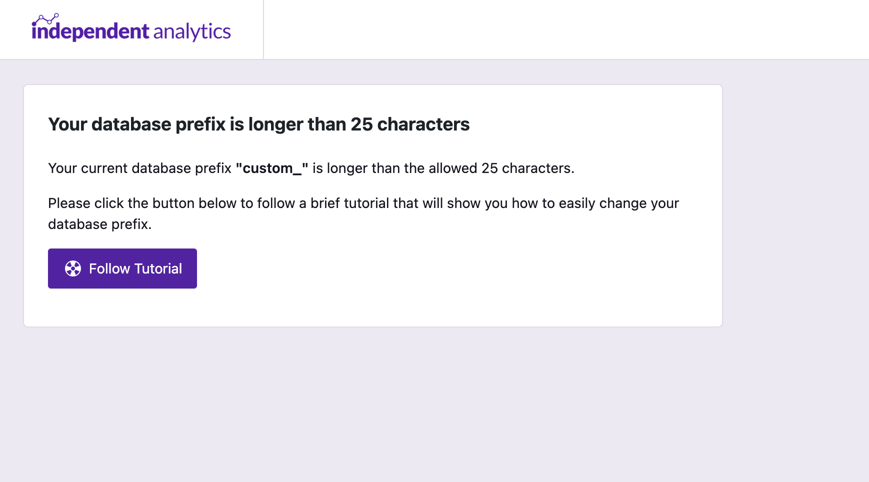 How to Fix the Database Prefix Length Error - Independent Analytics