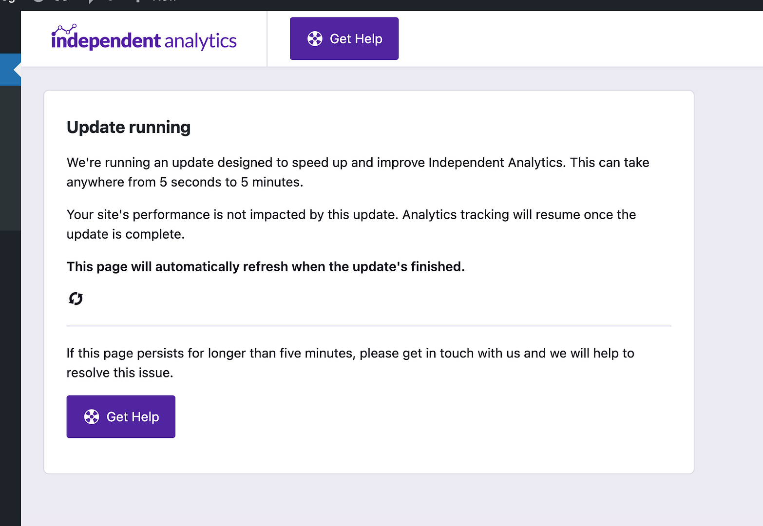 Data Migration Failed: Fix the "Update Running" Message - Independent Analytics